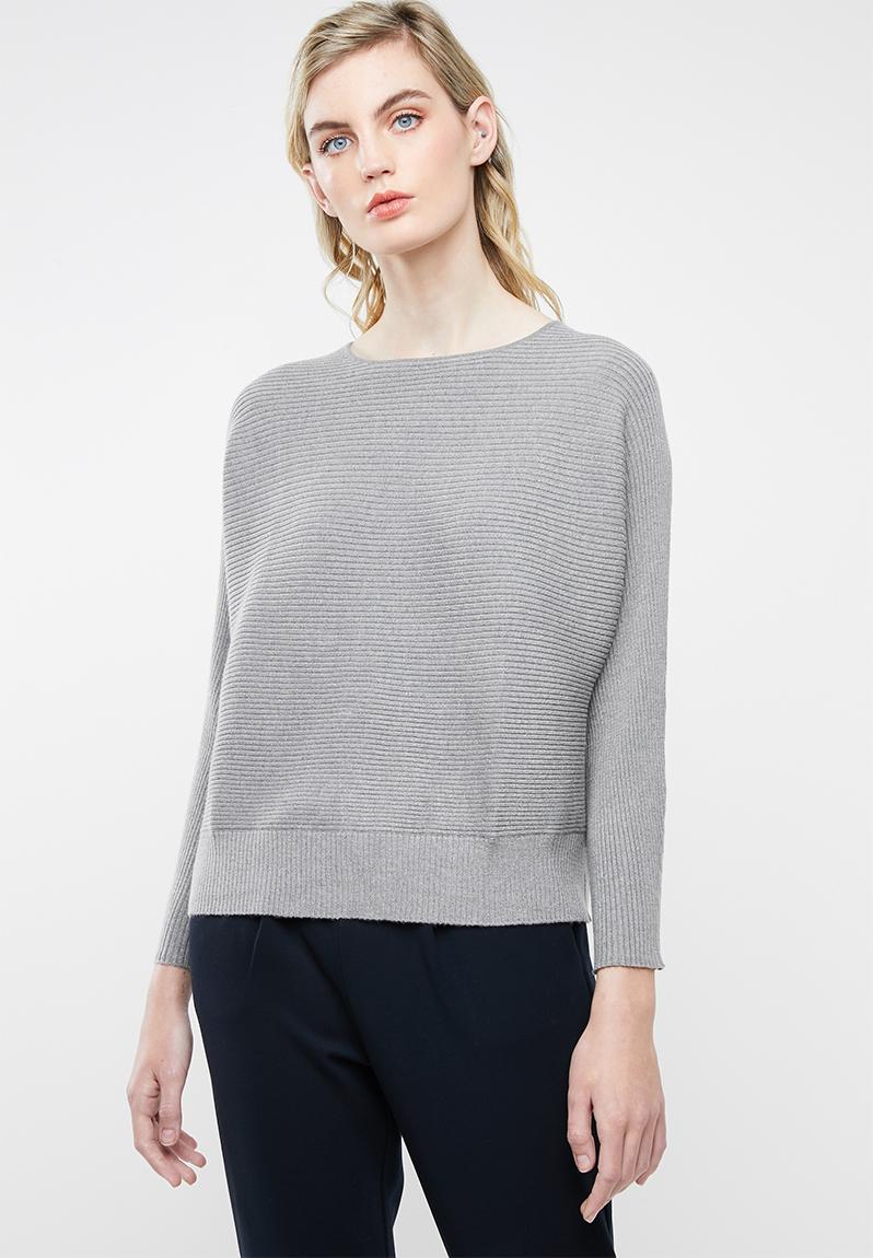 Ribbed Knitted Sweater - Grey Mango Knitwear 