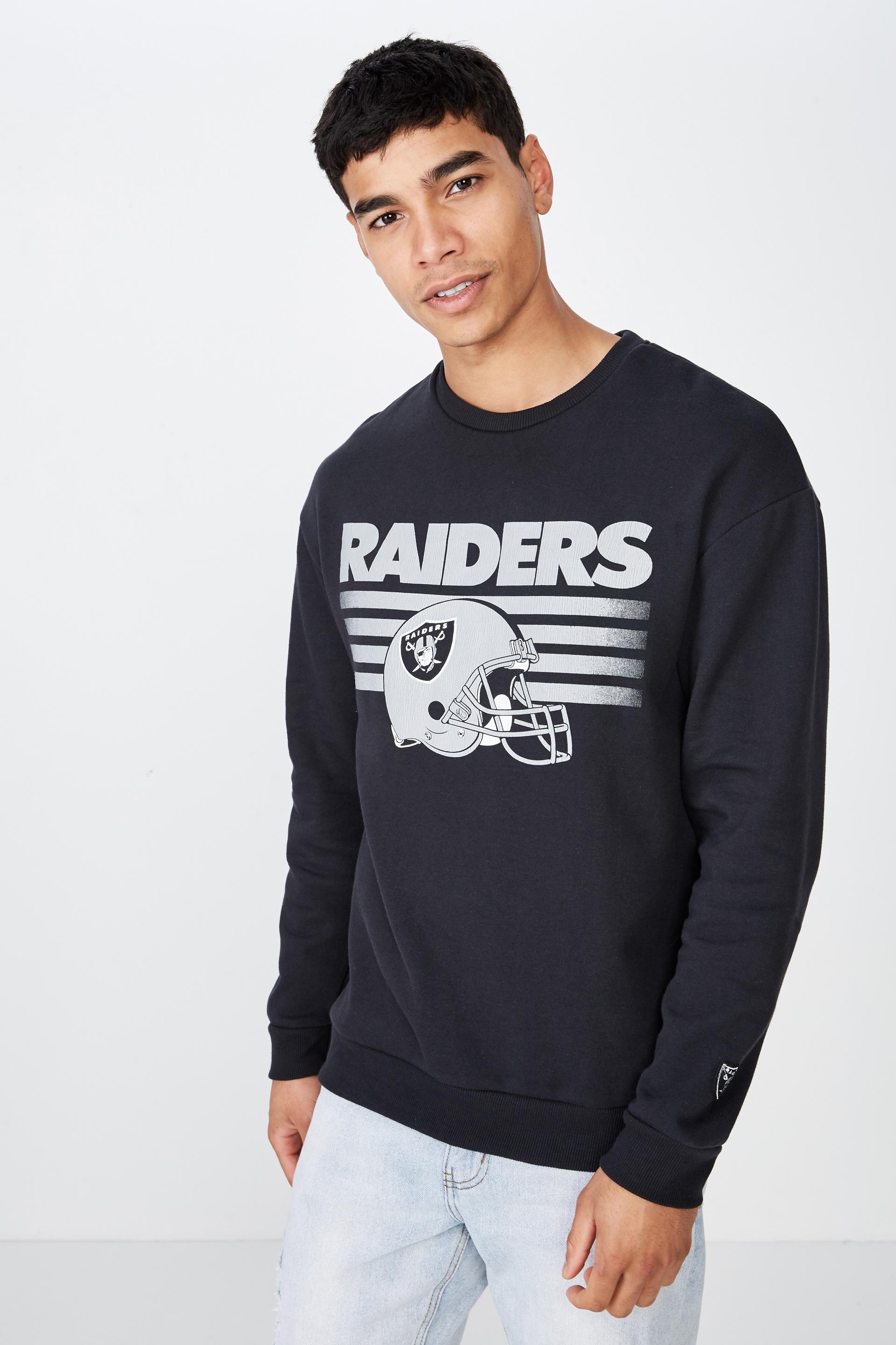 Collab drop shoulder pullover - lcn nfl washed black/raiders team helmets