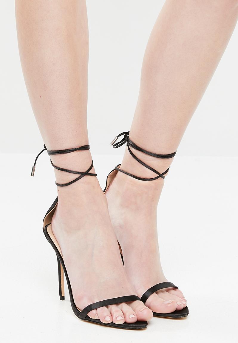 Naughty barely there heel - black satin Public Desire Heels | Superbalist.com