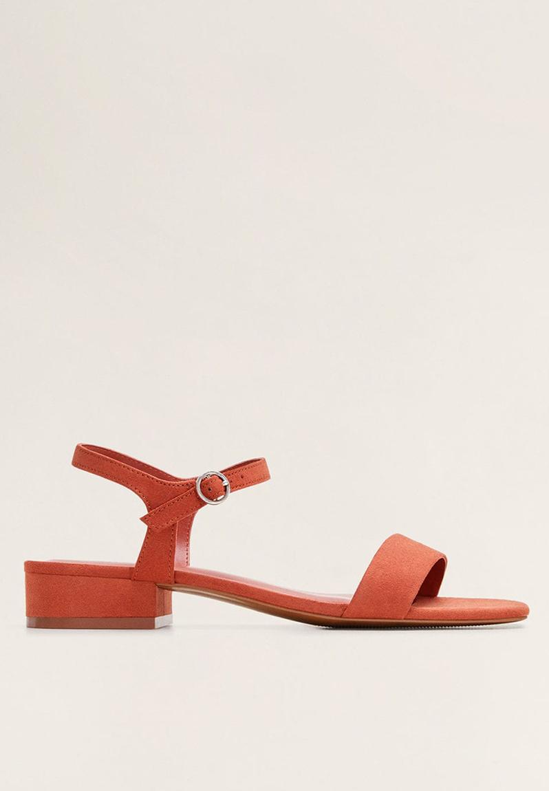 Leto faux suede ankle bracelet block heel sandal - medium orange MANGO ...