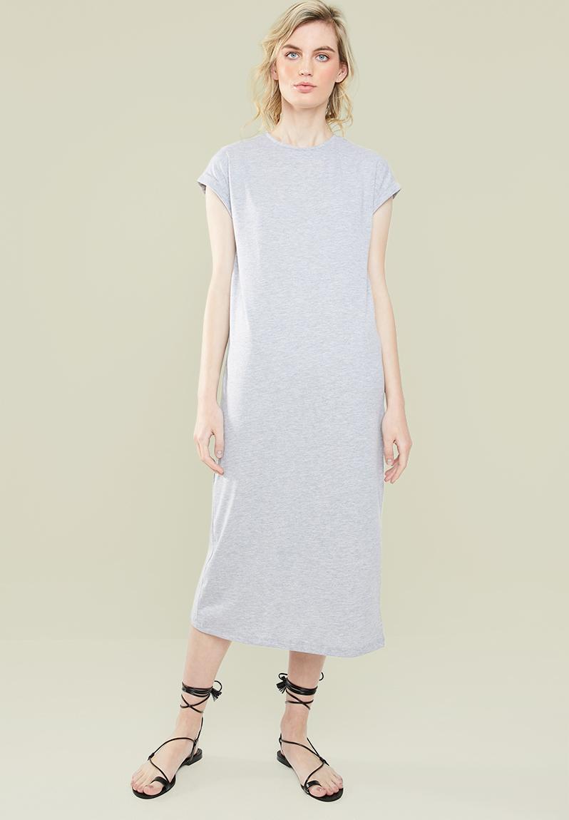 Grown on sleeve t-shirt dress - grey