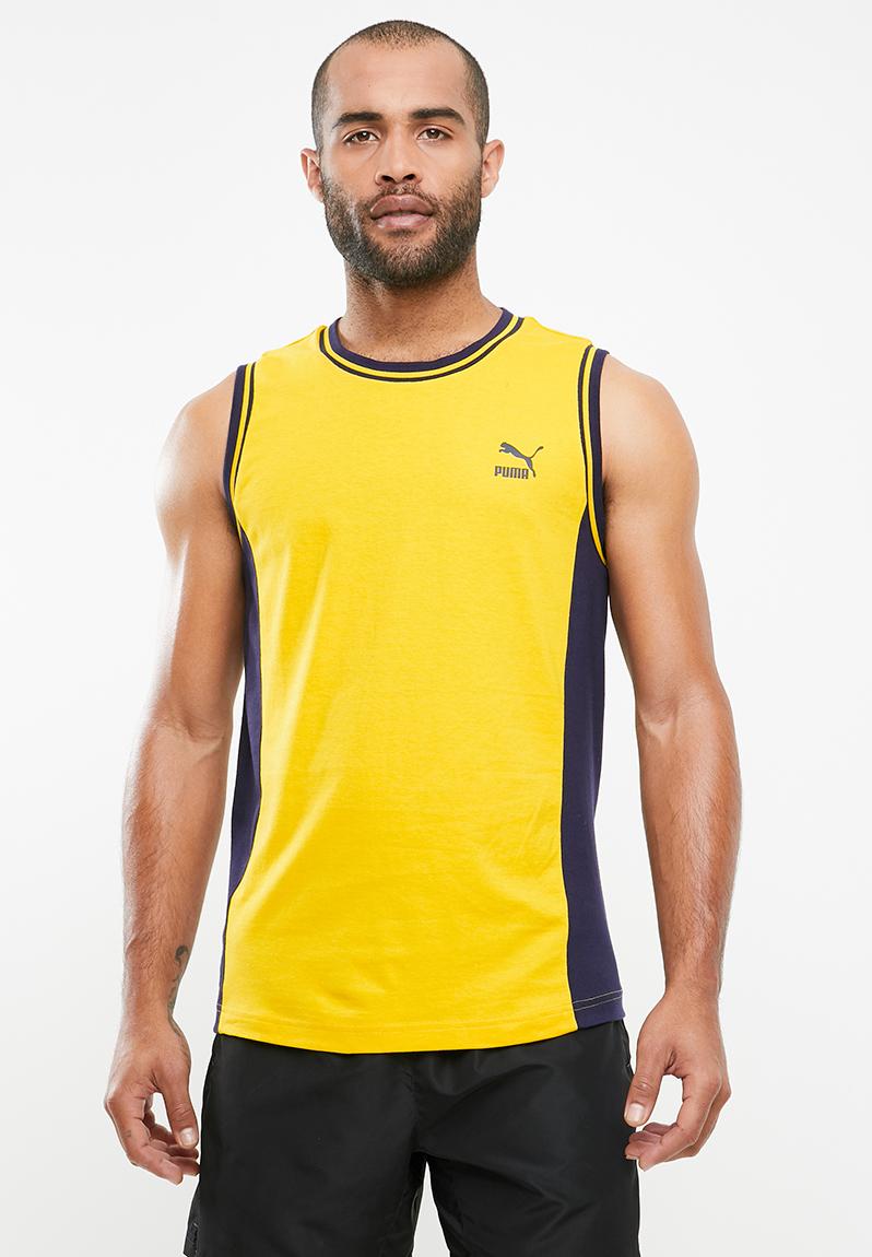 Classic short sleeve tee - navy & yellow PUMA T-Shirts | Superbalist.com