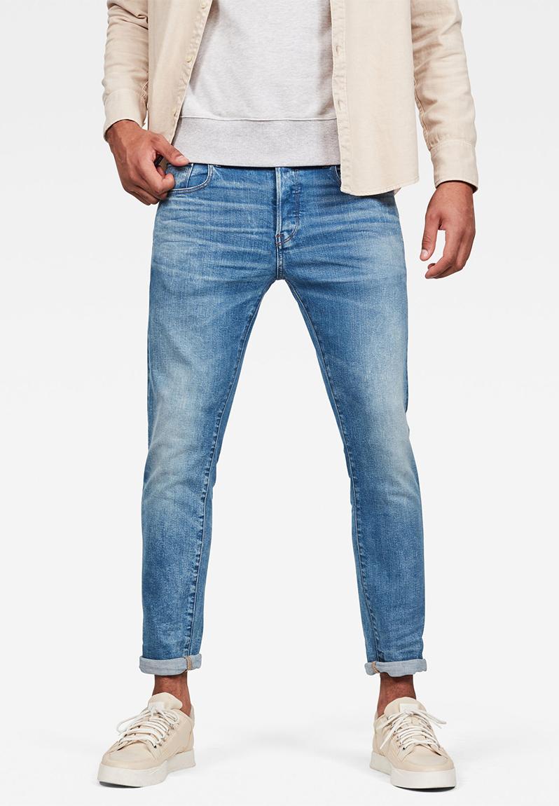 3301 slim-azure stretch denim - worn in azure G-Star RAW Jeans ...