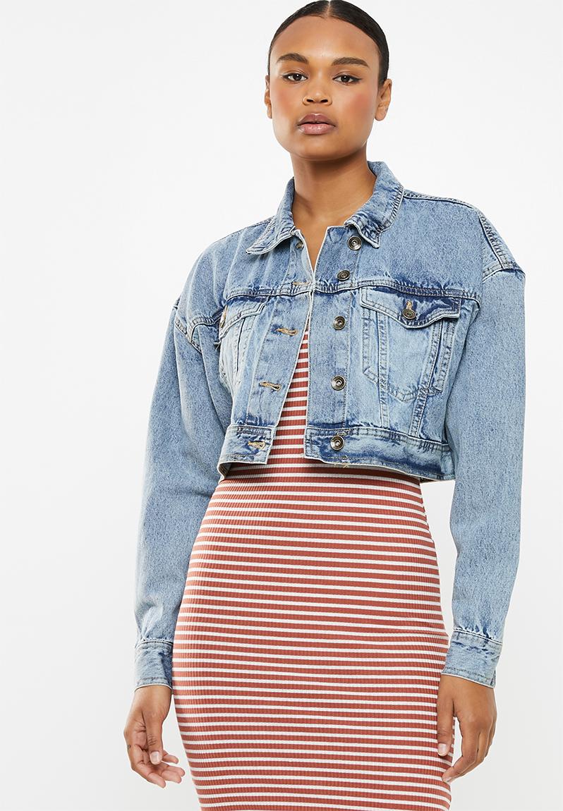 Angie chopped denim jacket - new mid blue