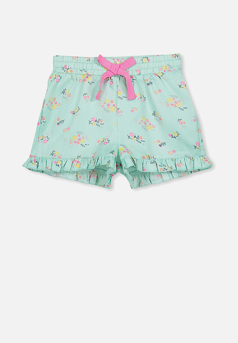Girls pyjama short - blue ditsy floral