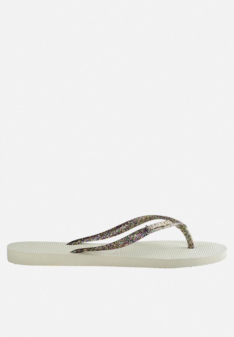 Slim logo metallic - white / silver Havaianas Sandals & Flip Flops ...