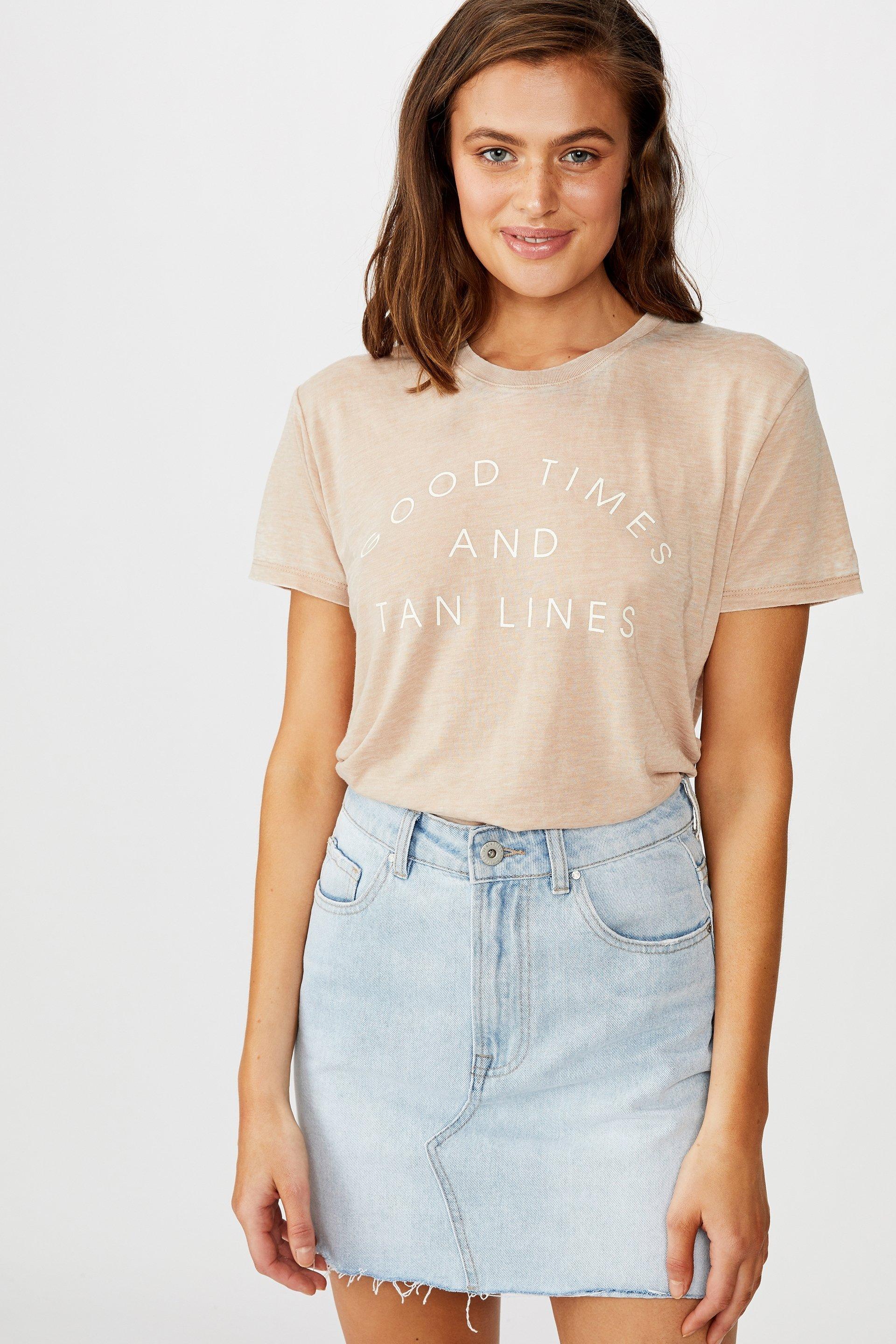Classic Slogan Tee Good Times And Tan Lines Nomad Burnout Cotton On T