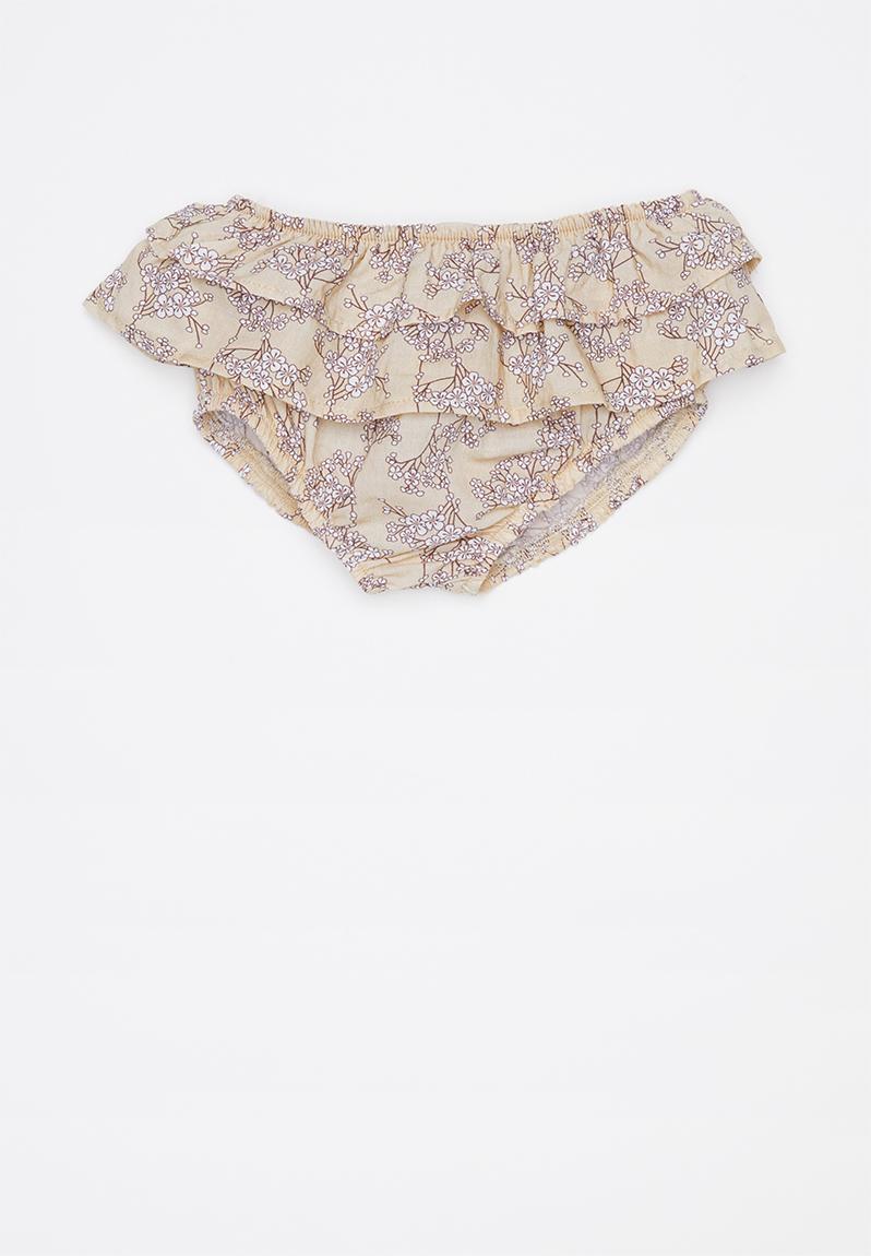 Lilly frill diaper cover - beige & white Sticky Fudge Shorts ...