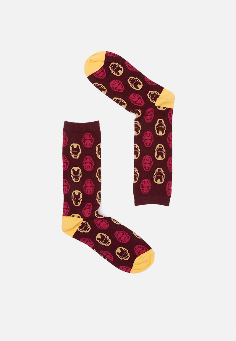 Novelty socks - burgundy & yellow Typo Socks | Superbalist.com