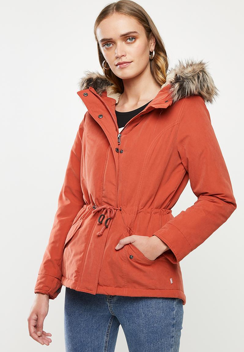 New lucca parka jacket - orange ONLY Jackets | Superbalist.com