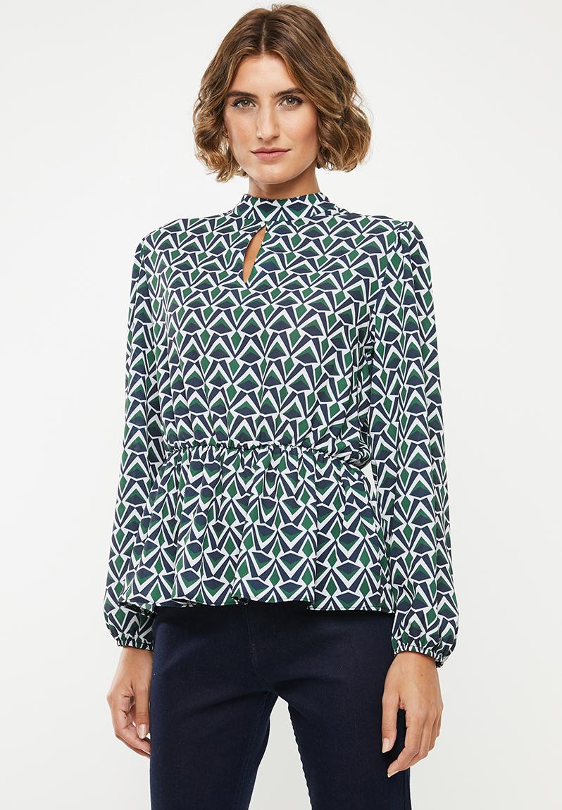 Waisted blouse with keyhole - geo edit Blouses | Superbalist.com