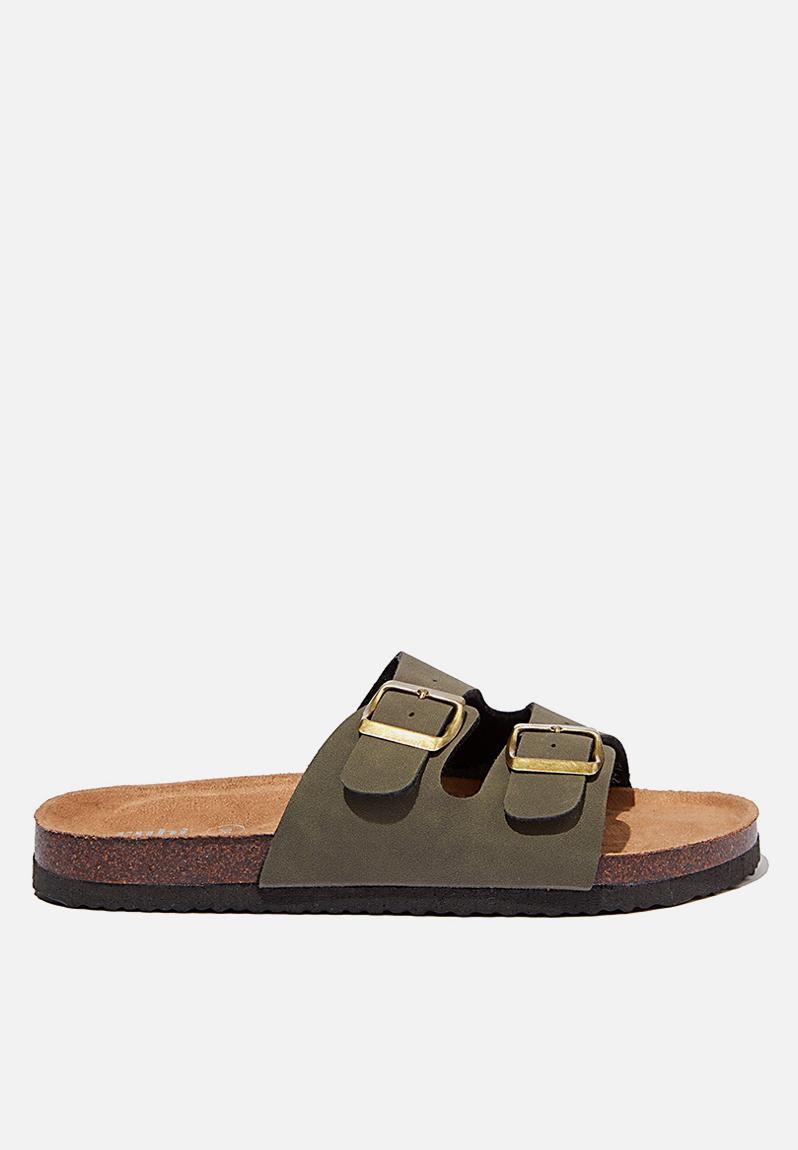 Rex double buckle slide - khaki nubuck Cotton On Sandals & Flip Flops ...