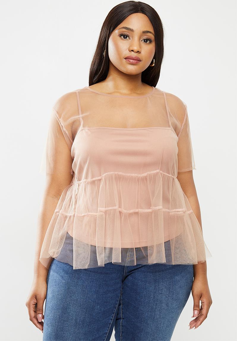 Tulle tiered top with cami lining - neutral MILLA Tops | Superbalist.com