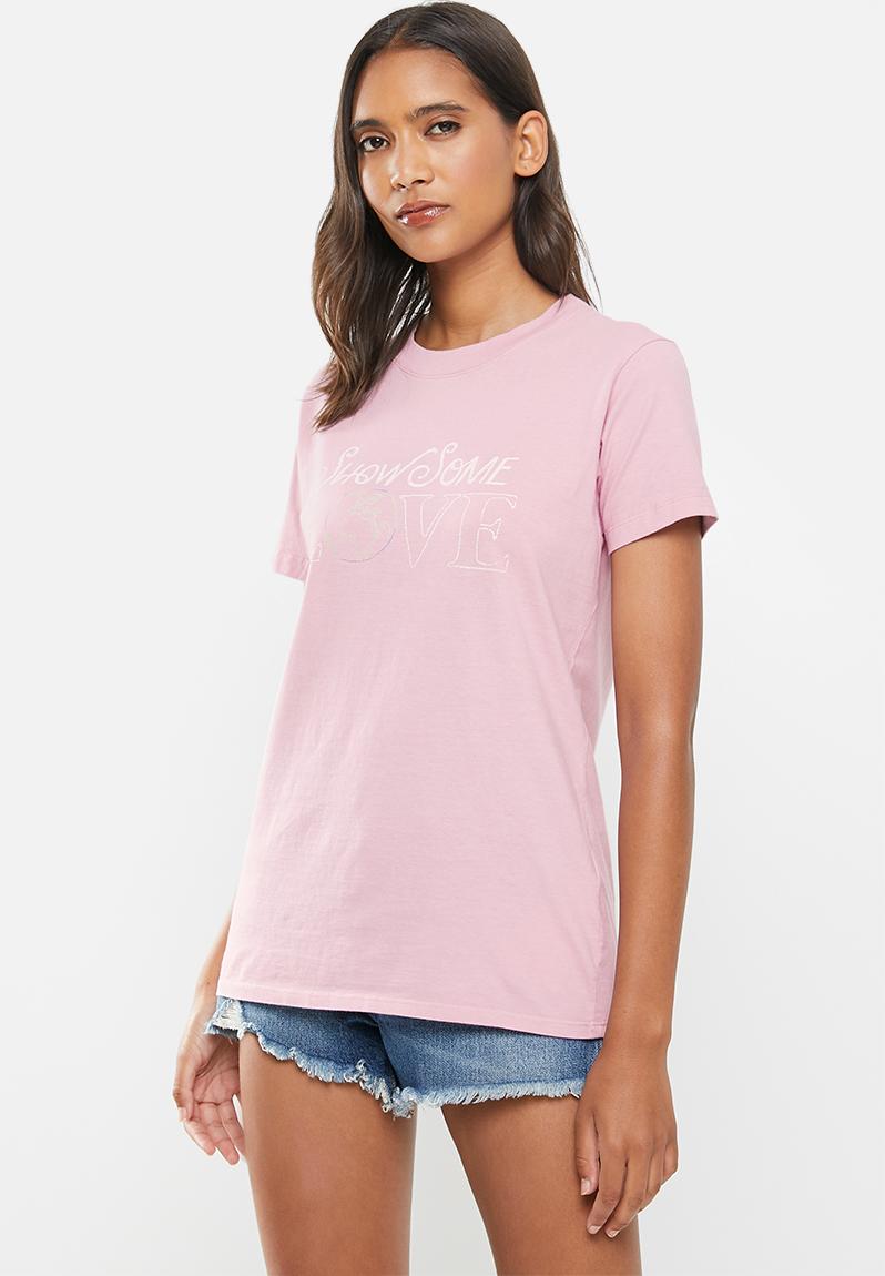Classic Slogan T Shirt Show Some Love Soft Mauve Cotton On T Shirts