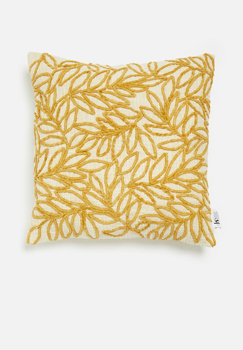 Leaf repeat cushion cover - cream & mustard Sixth Floor Cushions ...