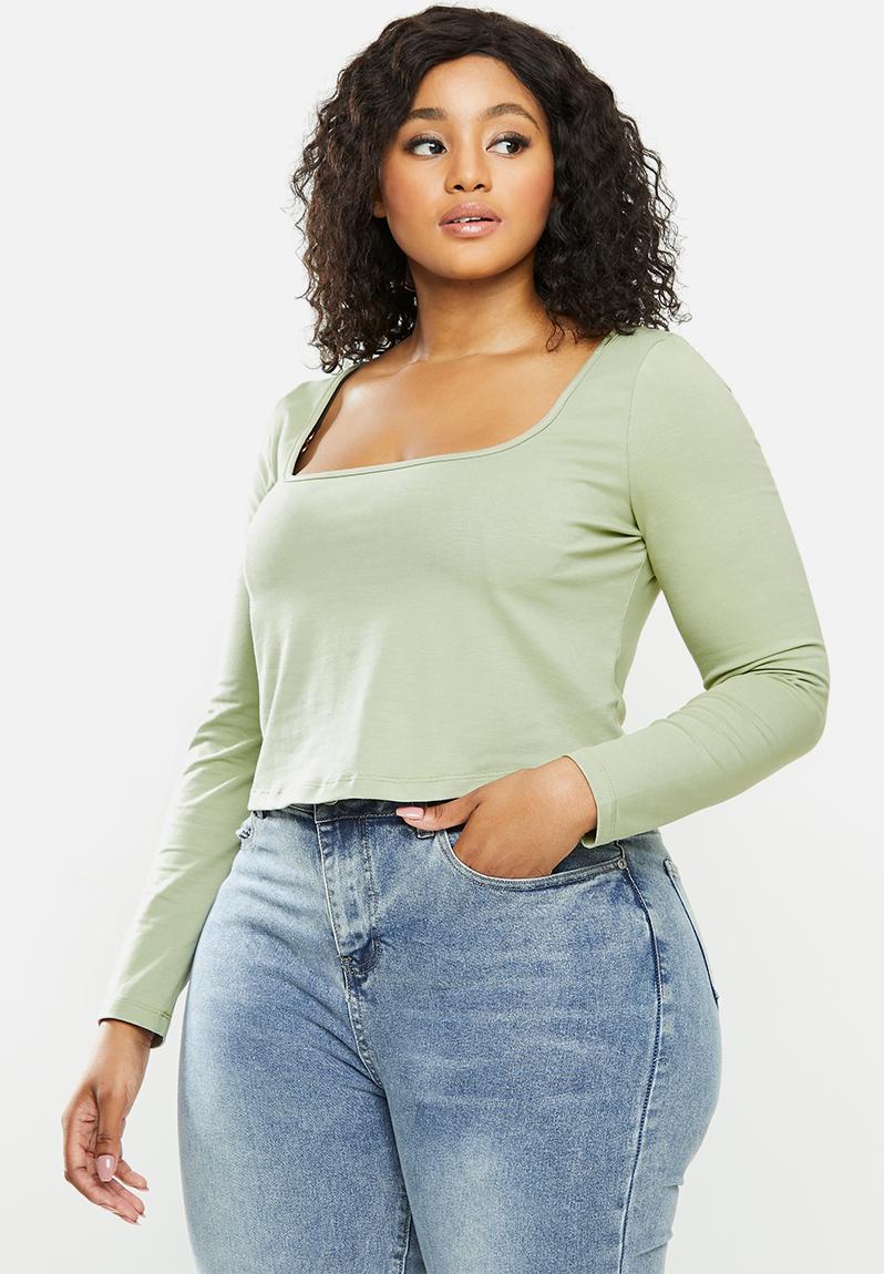 Scoop neck fitted top - sage Blake Tops | Superbalist.com