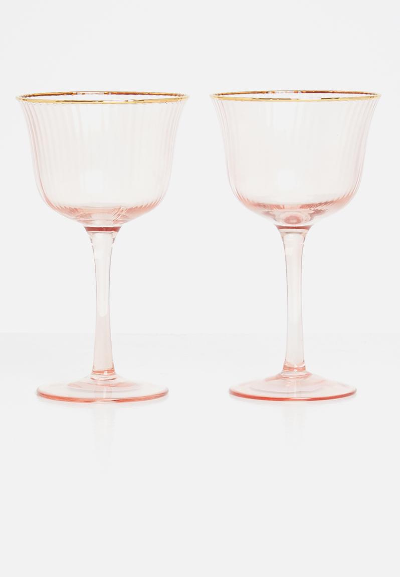 Pinky wine glass set of 2 - pink Excellent Houseware Drinkware ...