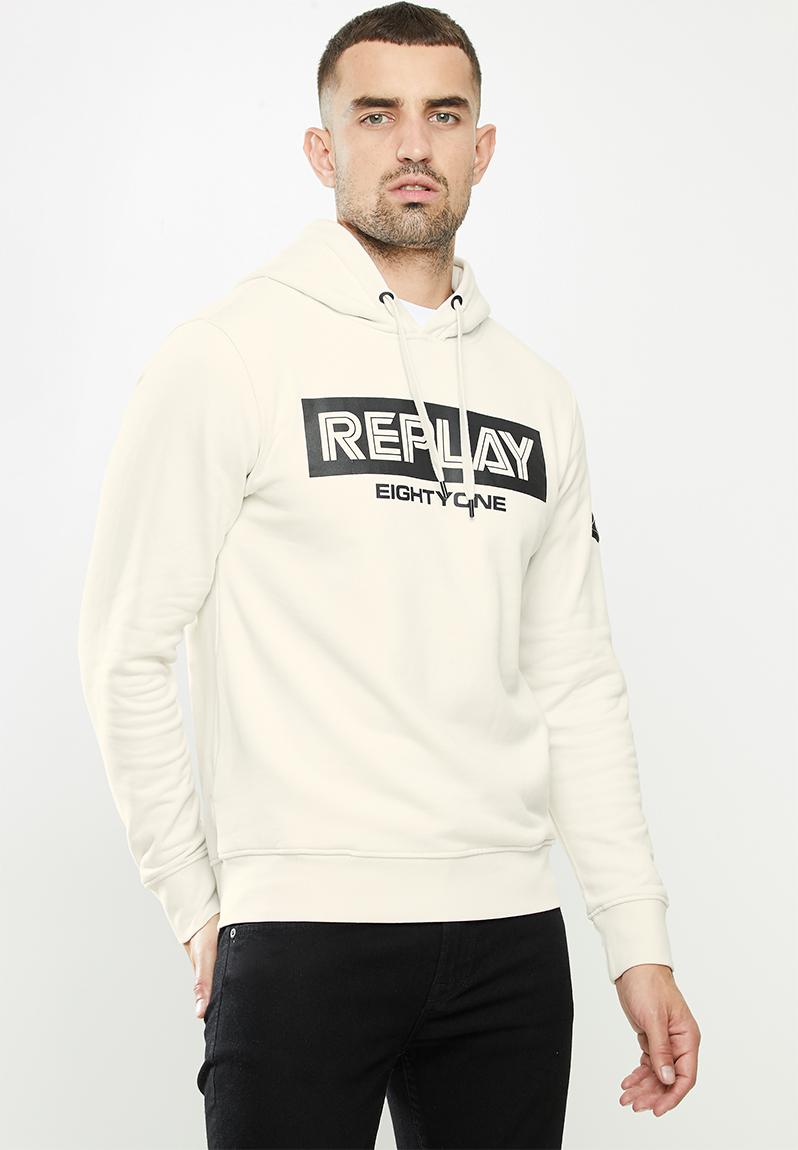 Replay label print hoodie - white Replay Hoodies & Sweats | Superbalist.com