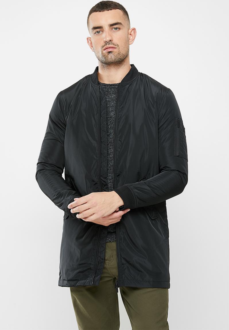 Robinson long length bomber jacket - black
