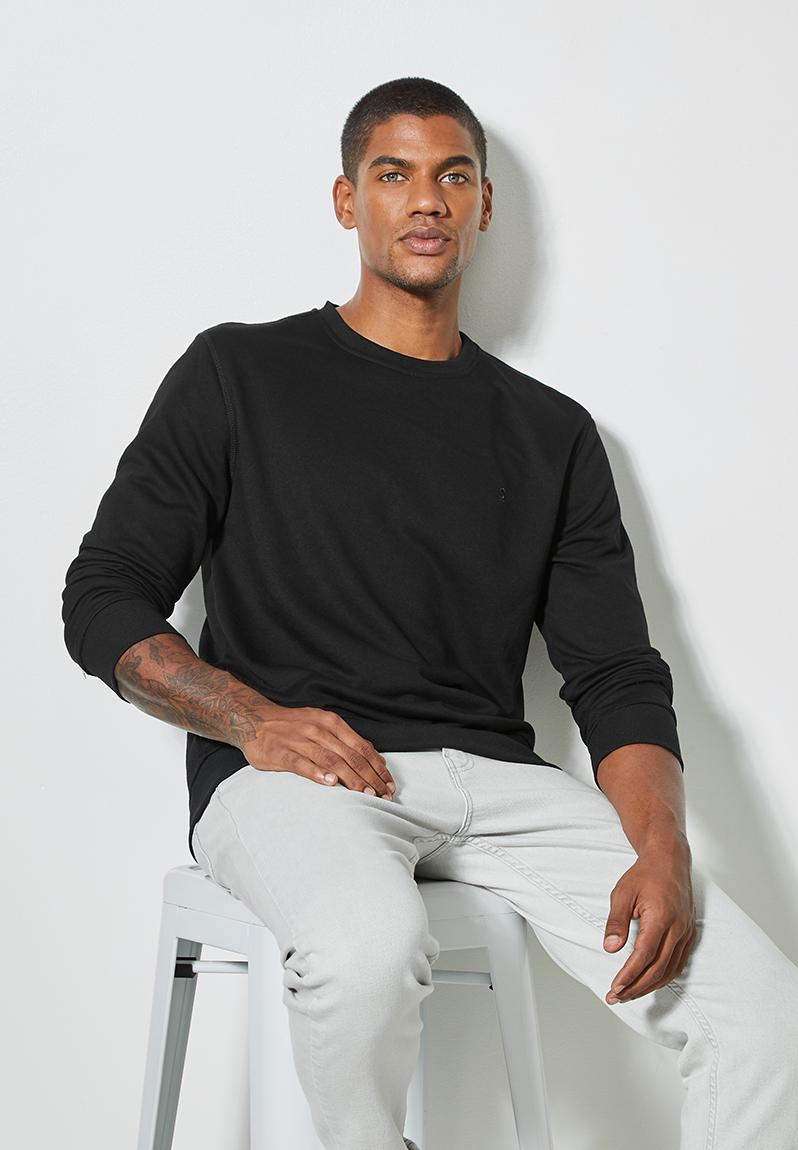 Basic crew neck pullover - black