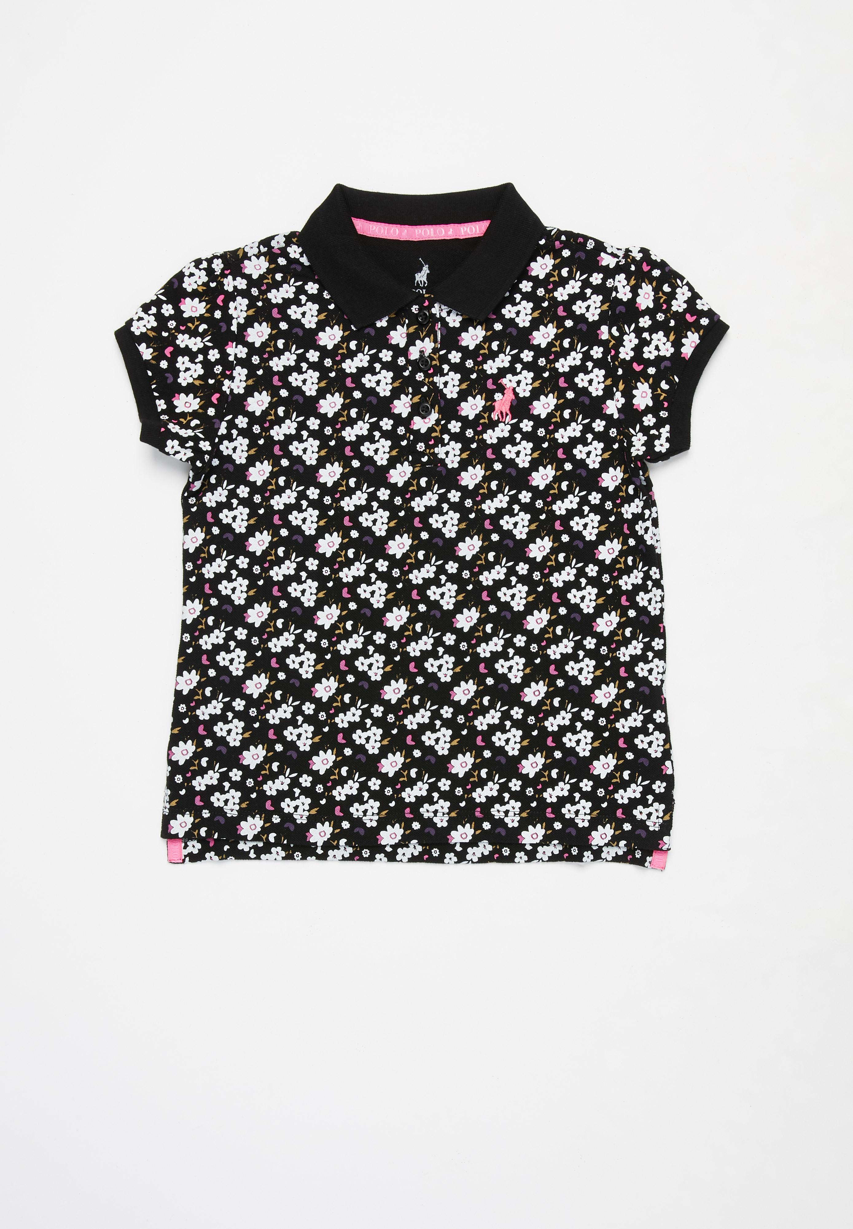 Girls sophia floral printed golfer - black POLO Tops | Superbalist.com