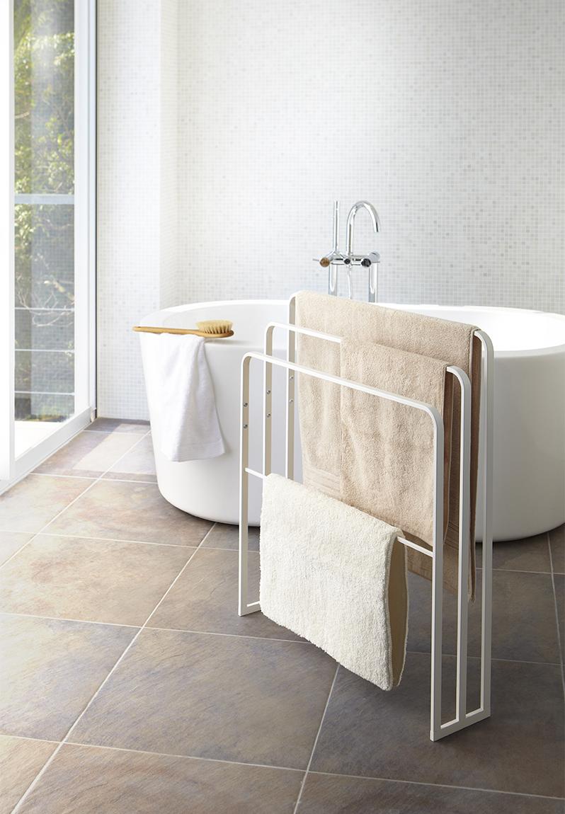 Tower bath towel hanger with 3 bars - white