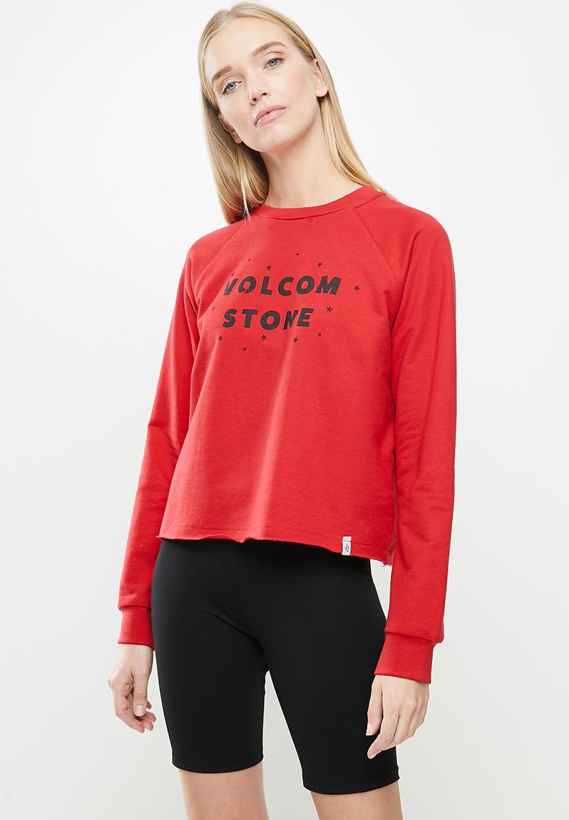 Truly stoked crew neck sweat - red Volcom Hoodies & Sweats ...