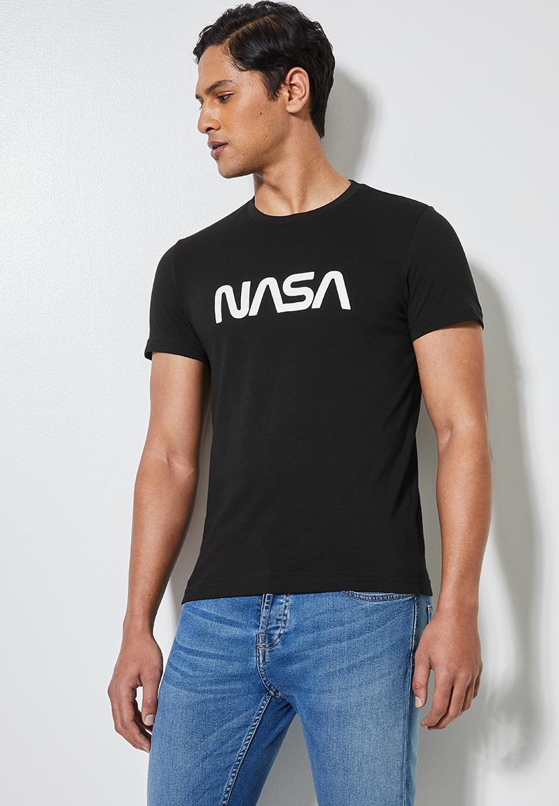 Nasa worm printed crew neck tee - black