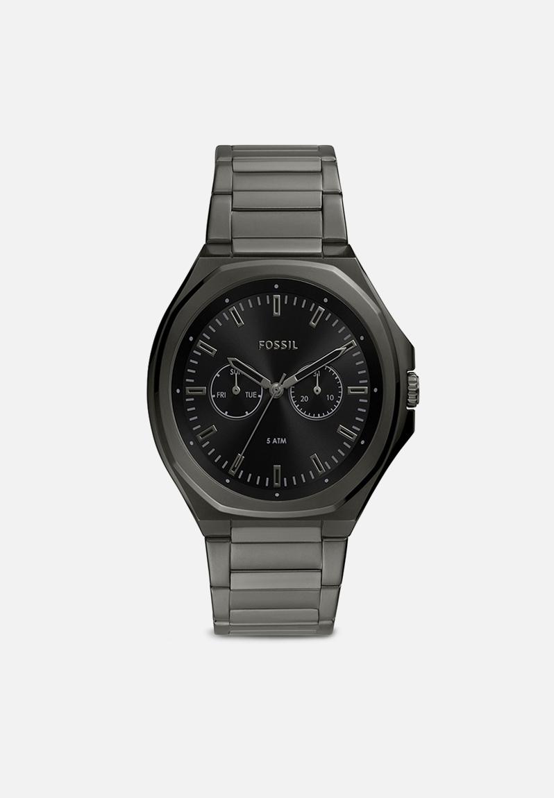Fossil Men's Evanston Multifunction Gunmetal Stainless Steel Watch - B