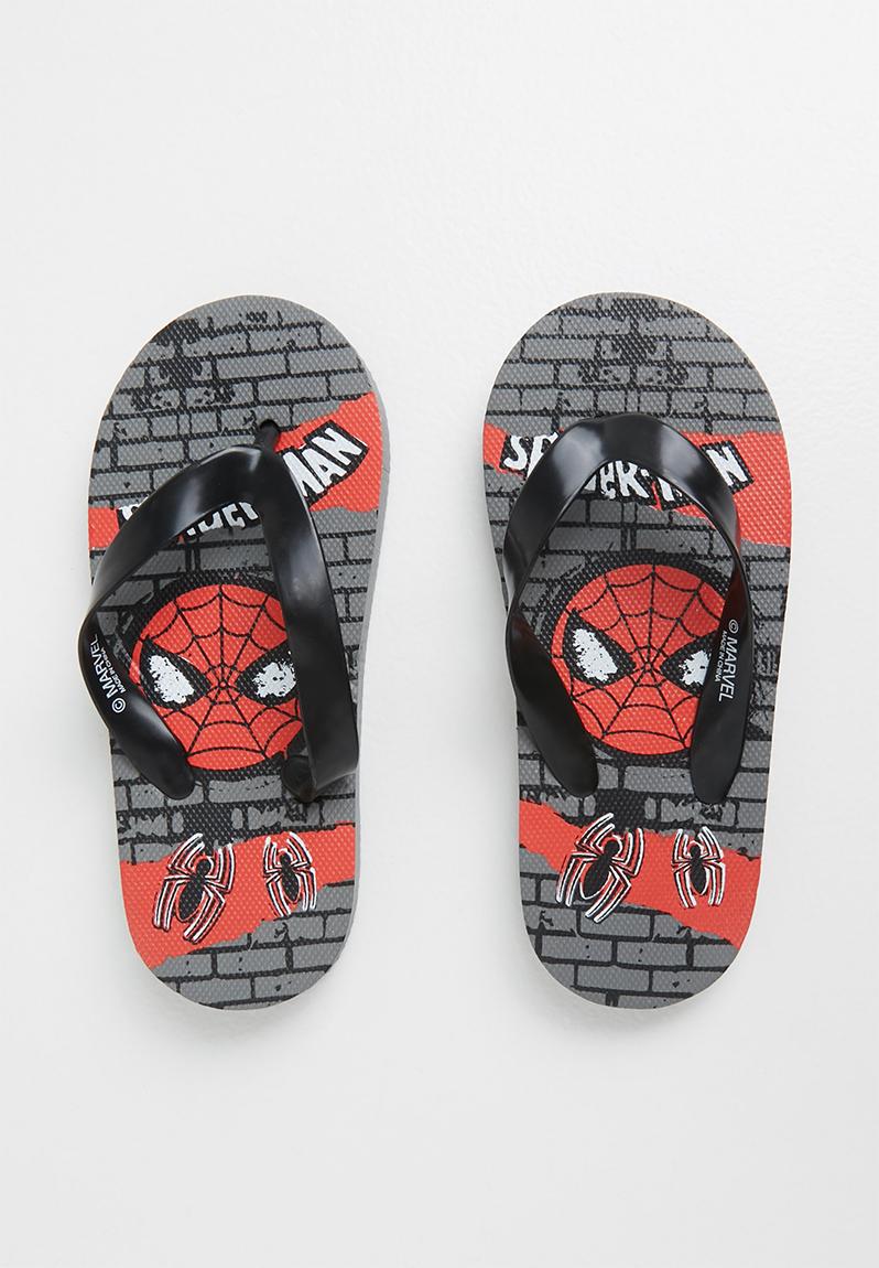 Spiderman flip flops - red