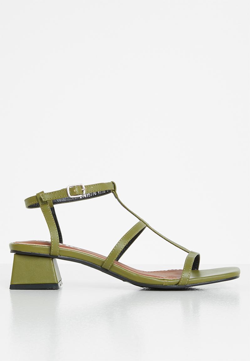 Caged square toe stacked heel - green Jada Heels | Superbalist.com