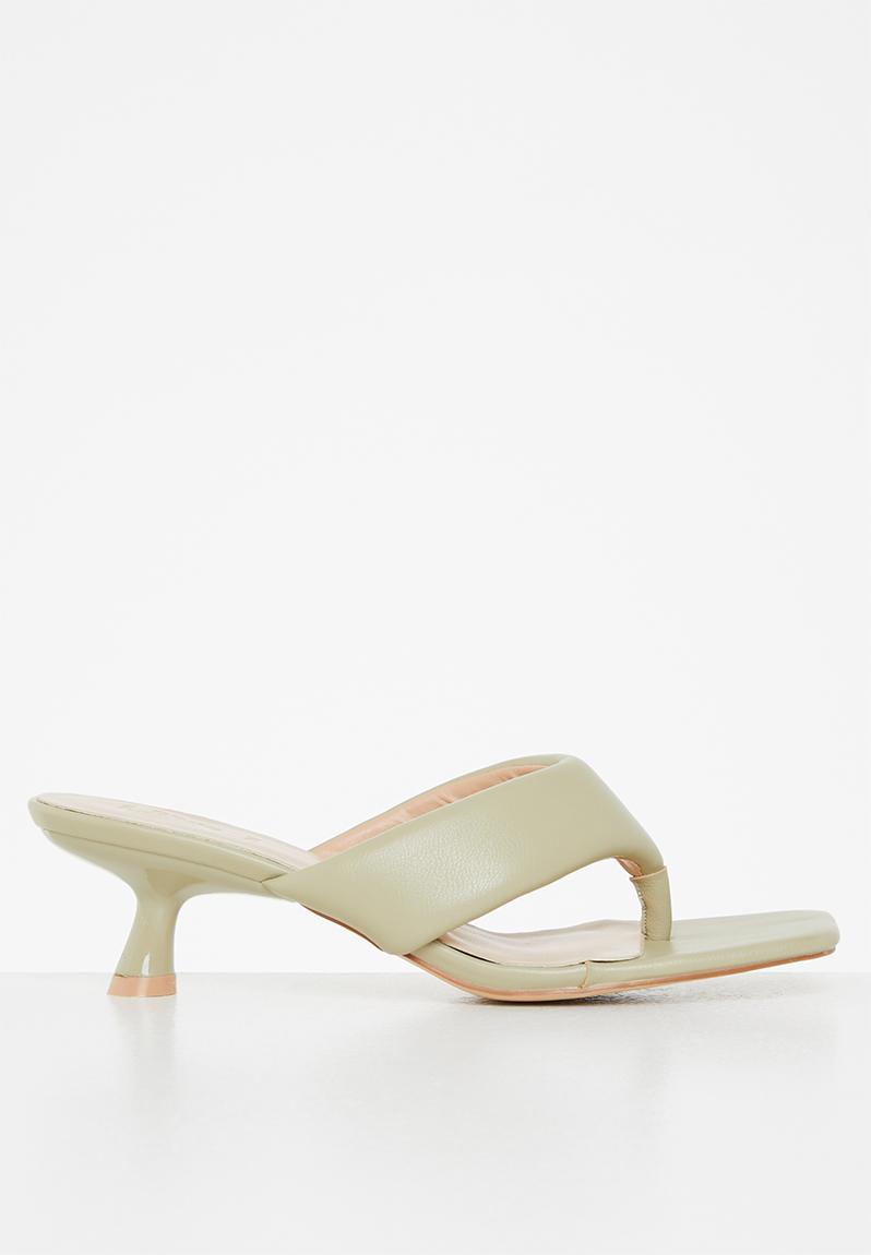 Stella toe post kitten heel - sage