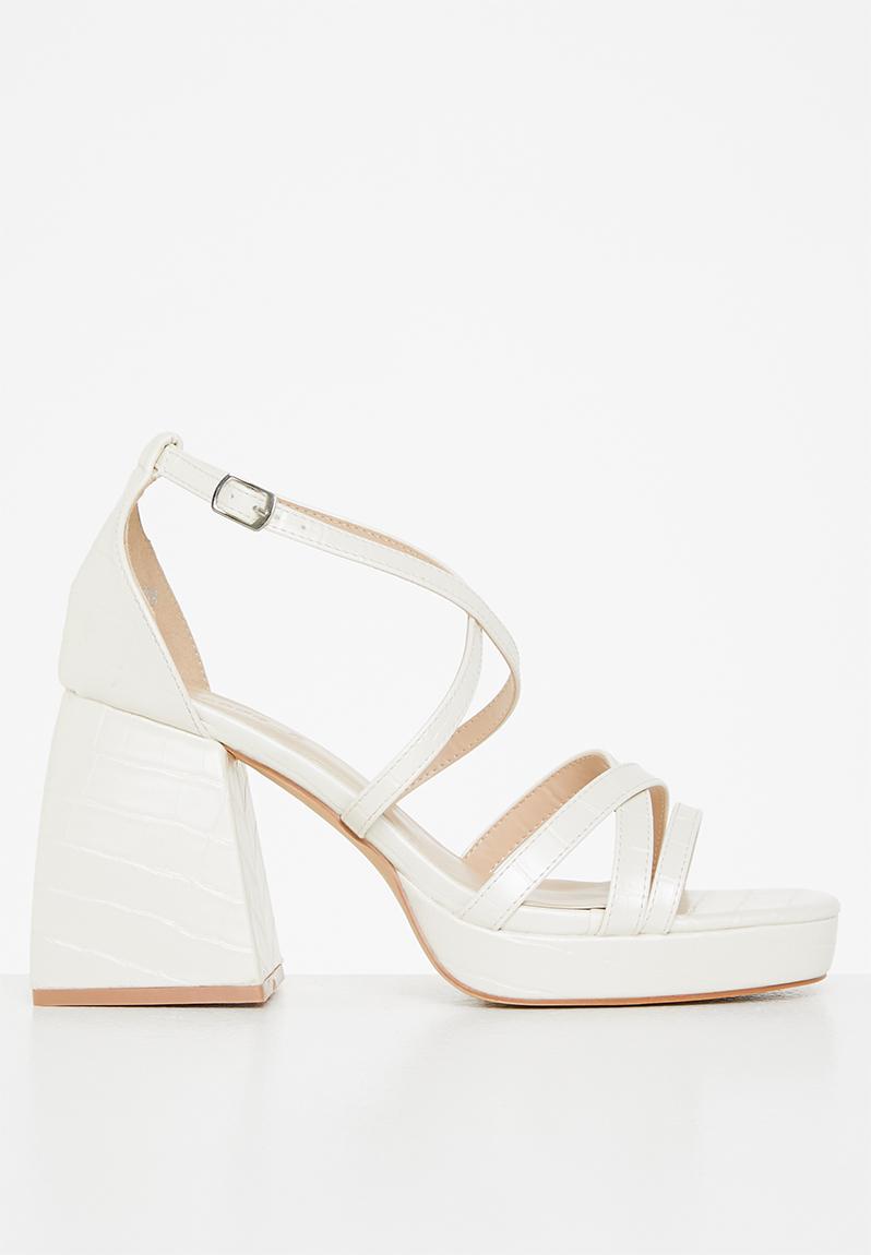 Jess croc block heel - off white