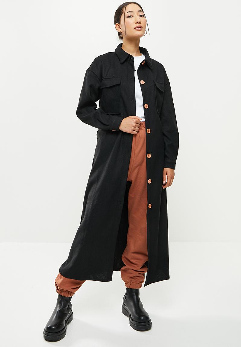 Longer length shacket - black