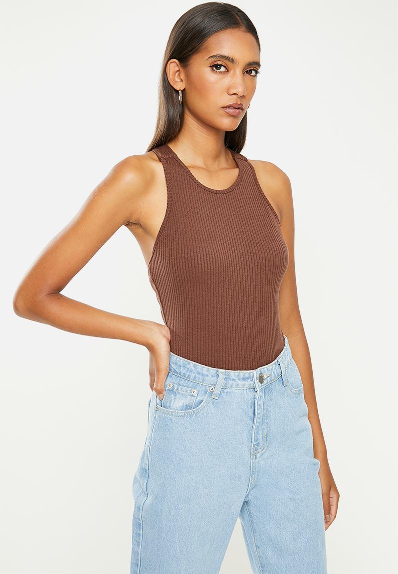 Cross back bodysuit - rust