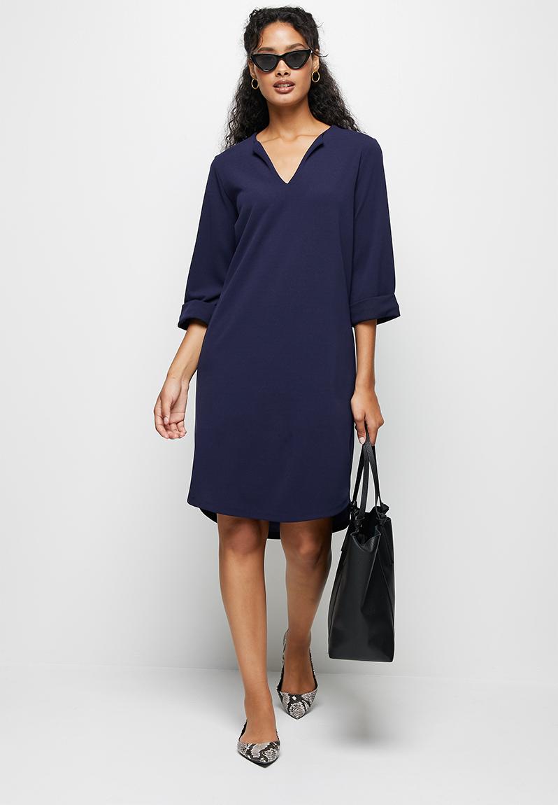 Notch neck curved hem dress - navy edit Formal | Superbalist.com