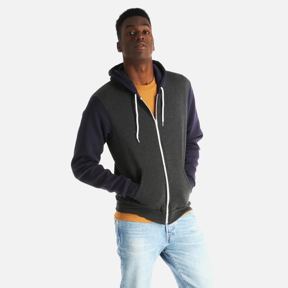 Flex Fleece Zip Hoodie -Dark Heather Grey/Navy American Apparel Hoodies ...