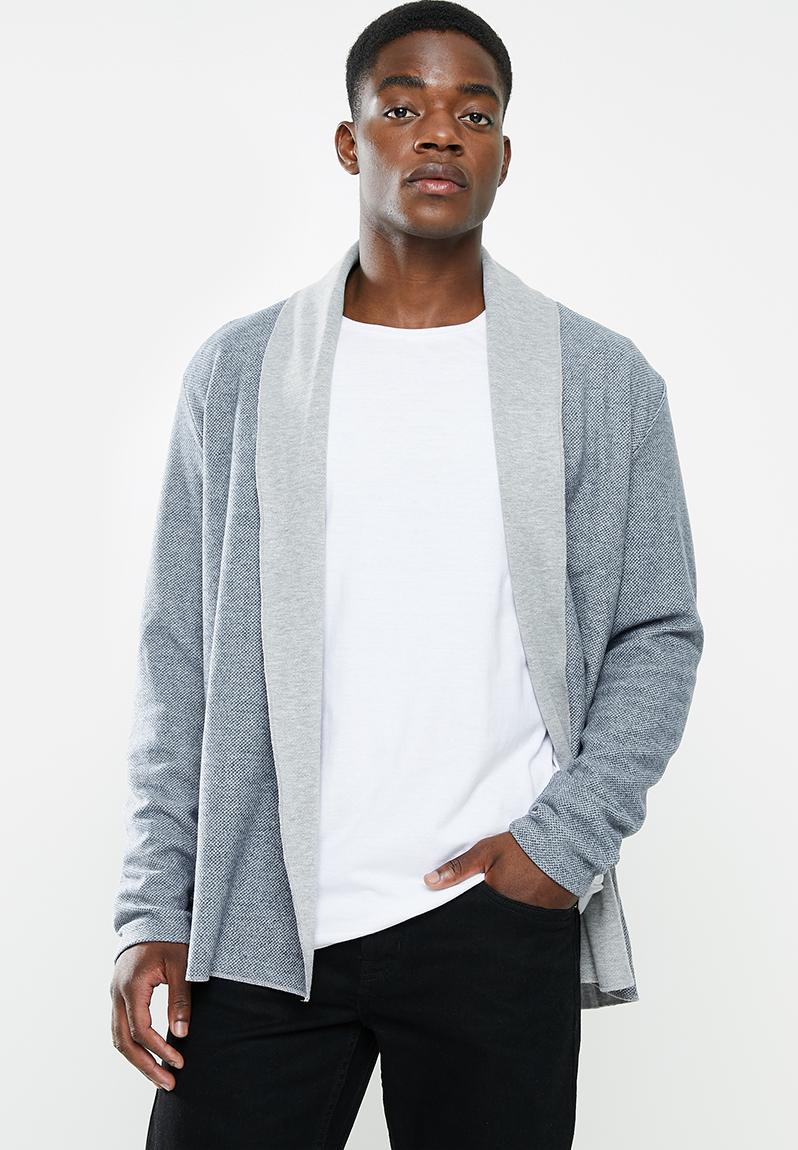 Two-tone buttonless cardigan - grey