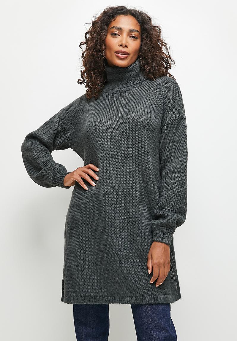 Longline fuzzy jumper - charcoal edit Knitwear | Superbalist.com