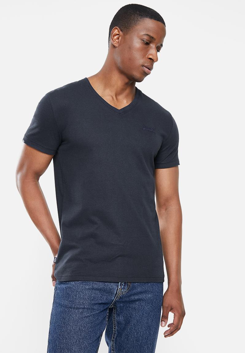 Vintage logo embroidered vee tee - eclipse navy
