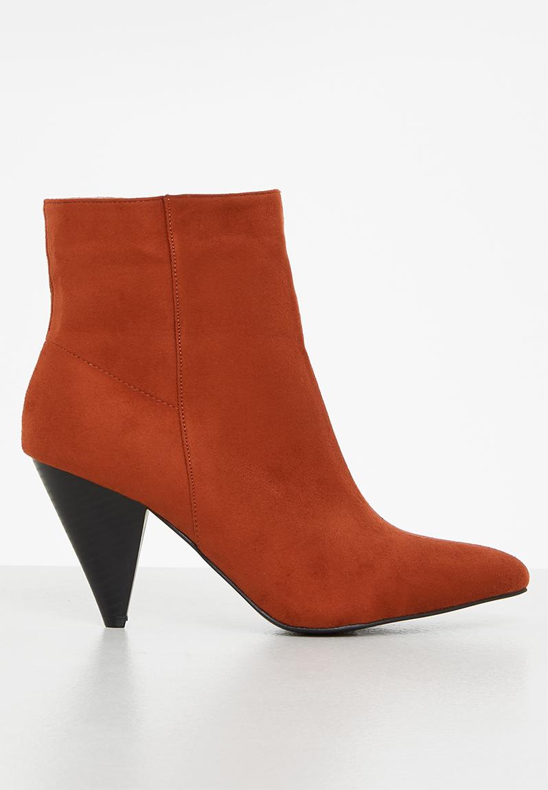 Pointed cone heel ankle boot - rust Jada Boots | Superbalist.com