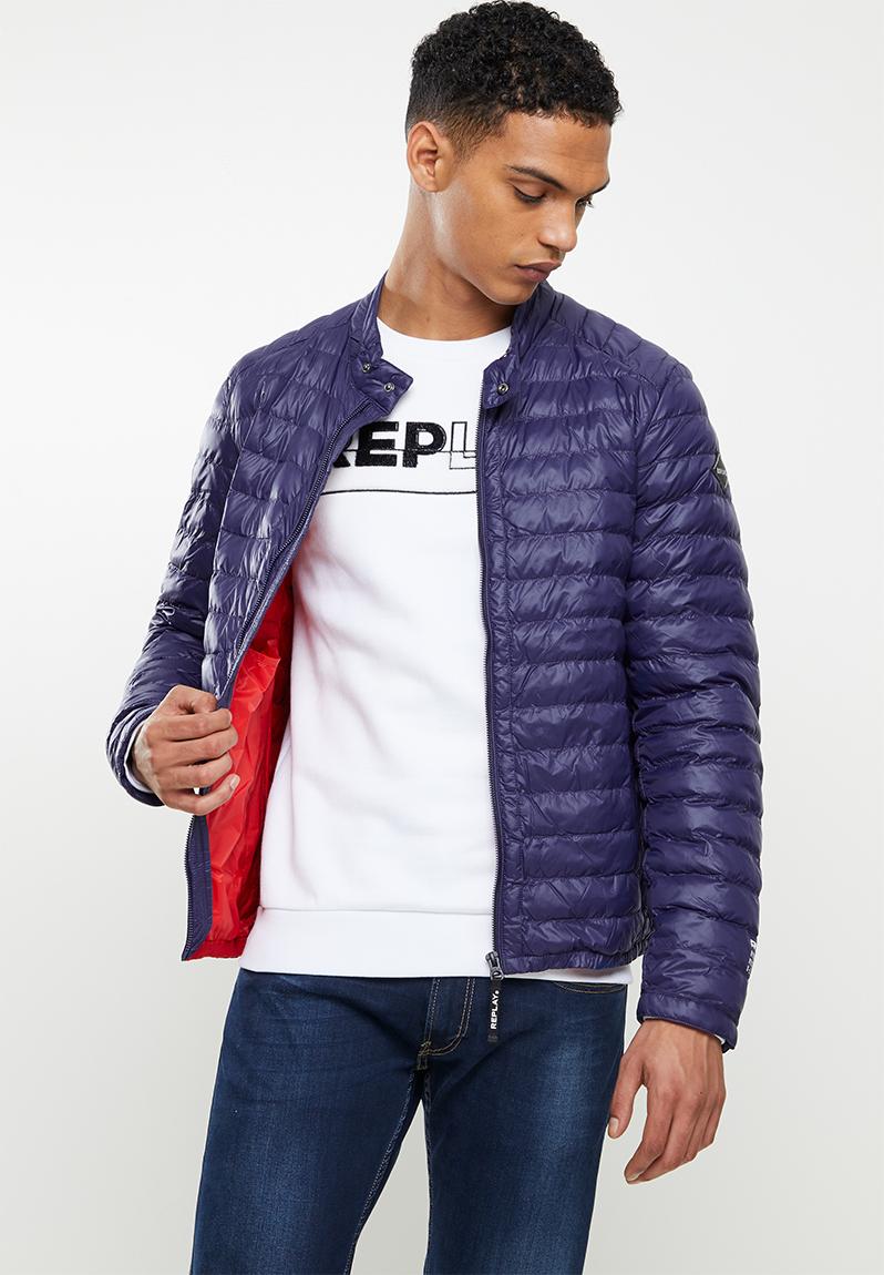 Puffer biker jacket - blue Replay Jackets | Superbalist.com