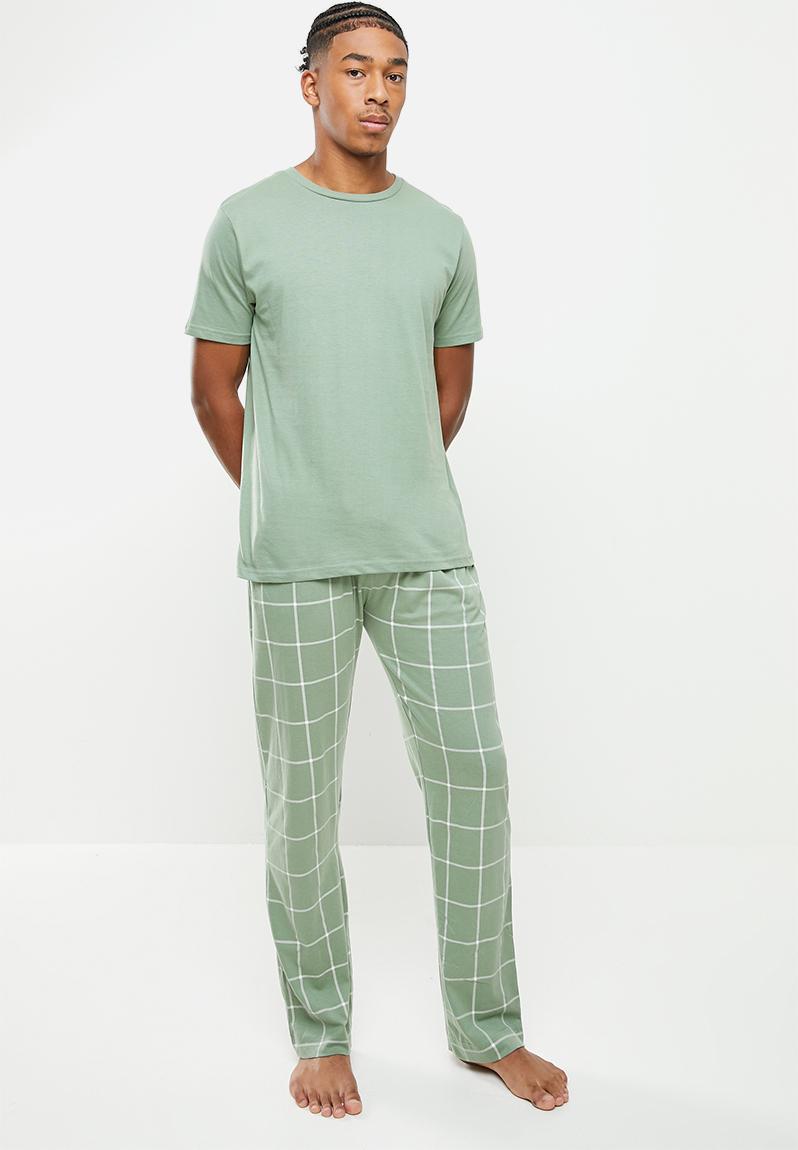 Garret short sleeve sleep set - sage/ecru Brave Soul Sleepwear ...