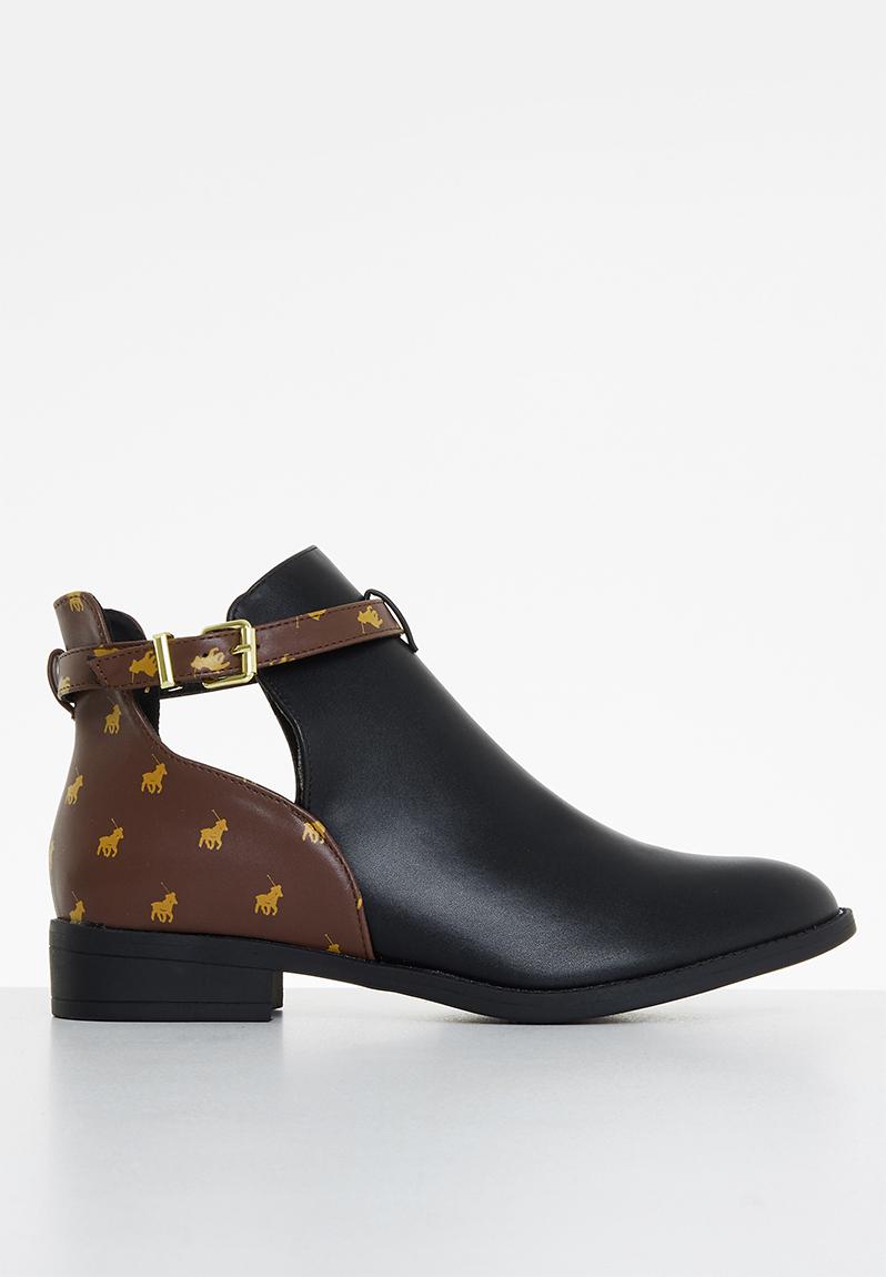 Monogram cut out ankle boot - brown POLO Boots | Superbalist.com