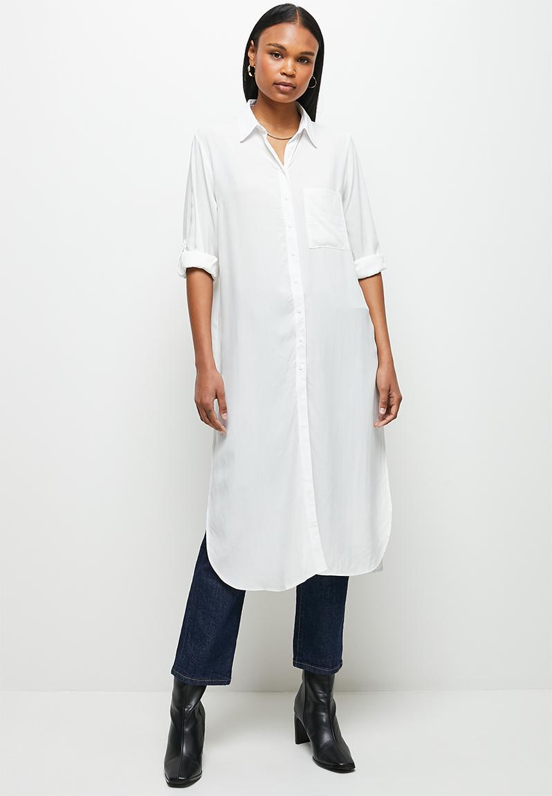 Longline side slit shirt - milk