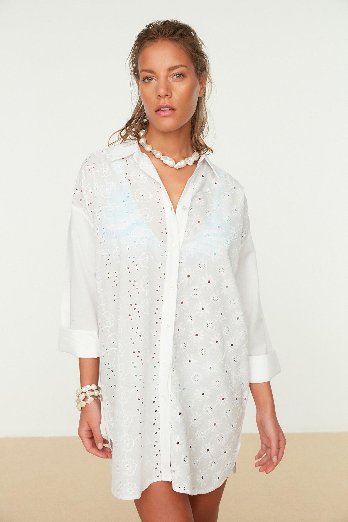 Embroidery detailed shirt - white