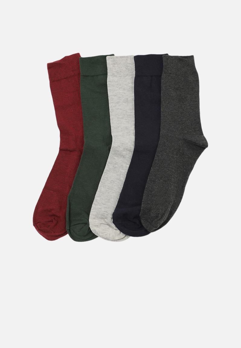 Plain crew 5 pack socks - multi colour Trendyol Socks | Superbalist.com