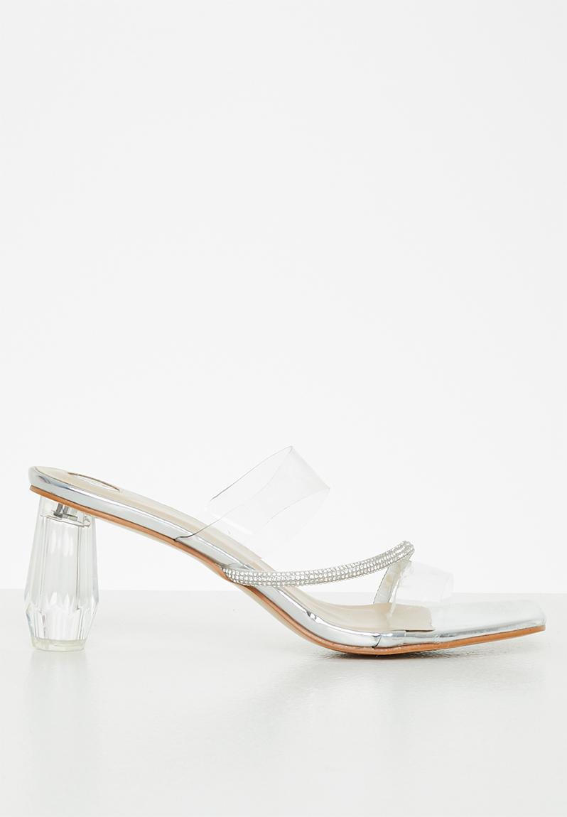 Star square toe mule heel - silver
