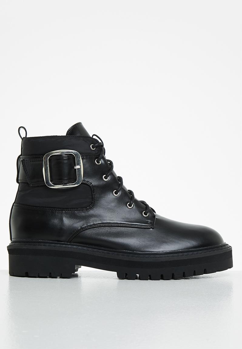 Lisa chunky hiker boot - black pu