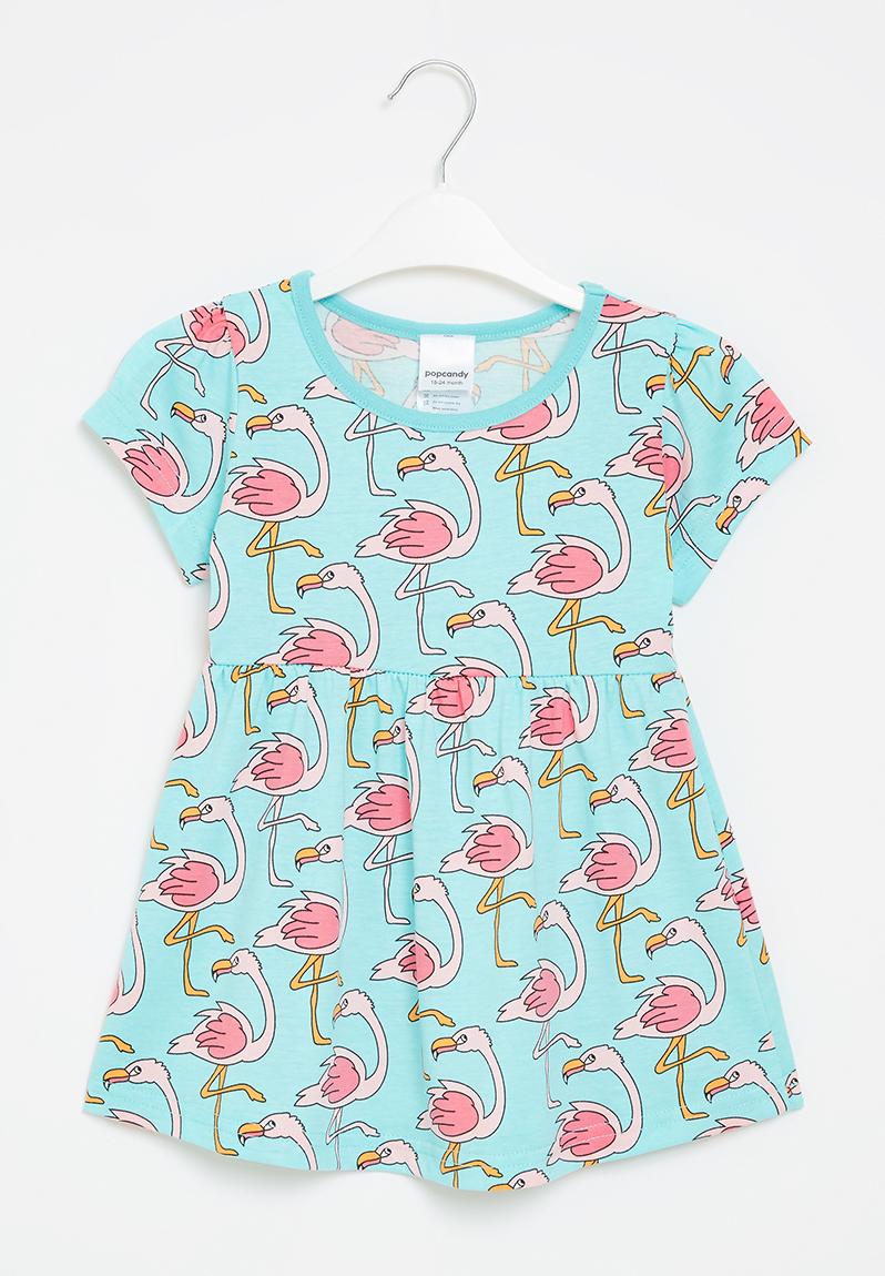 Girls flamingo dress - blue